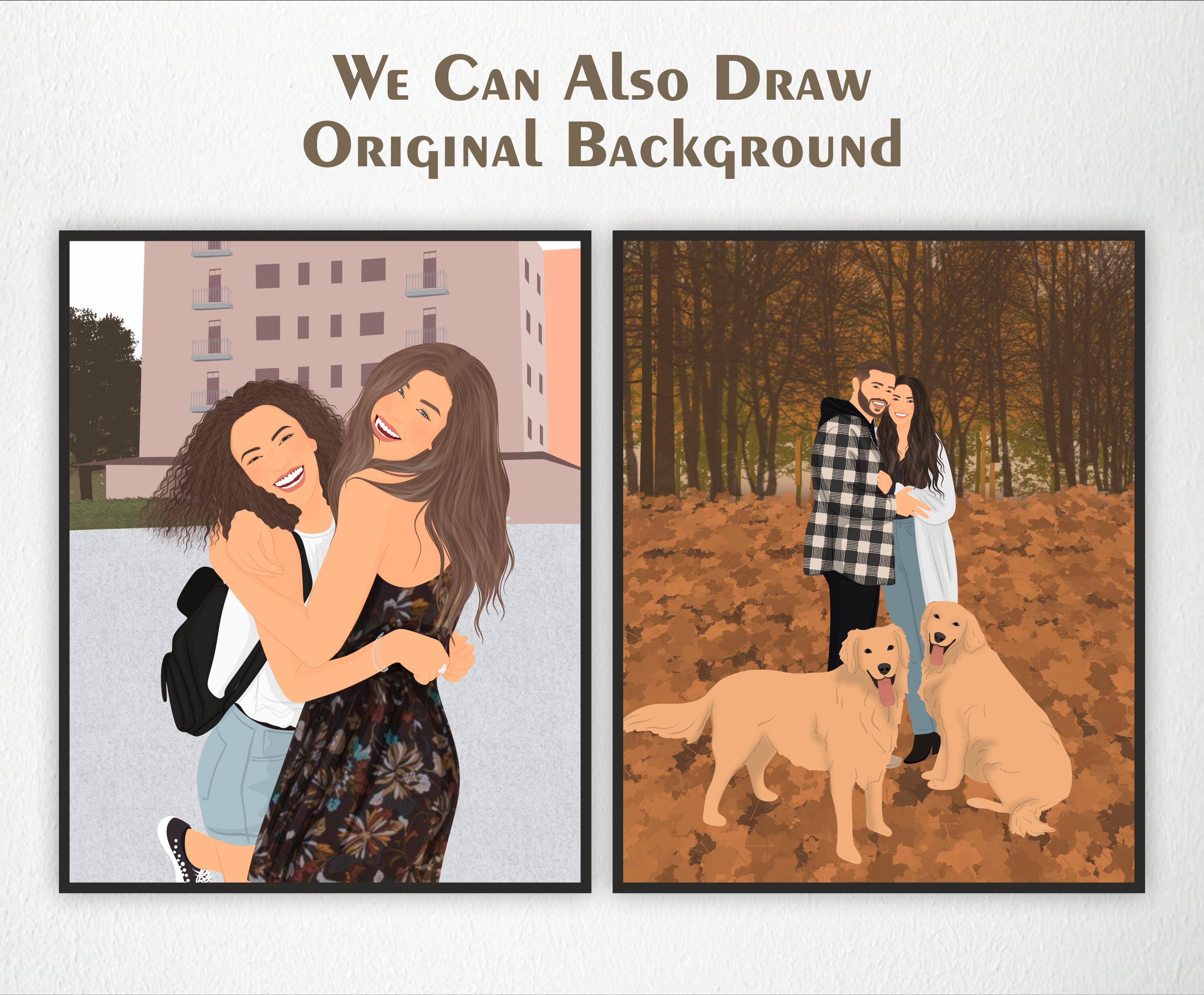 Personalized Memorial Couple Portrait, Custom Angel Parents Drawing, in ...