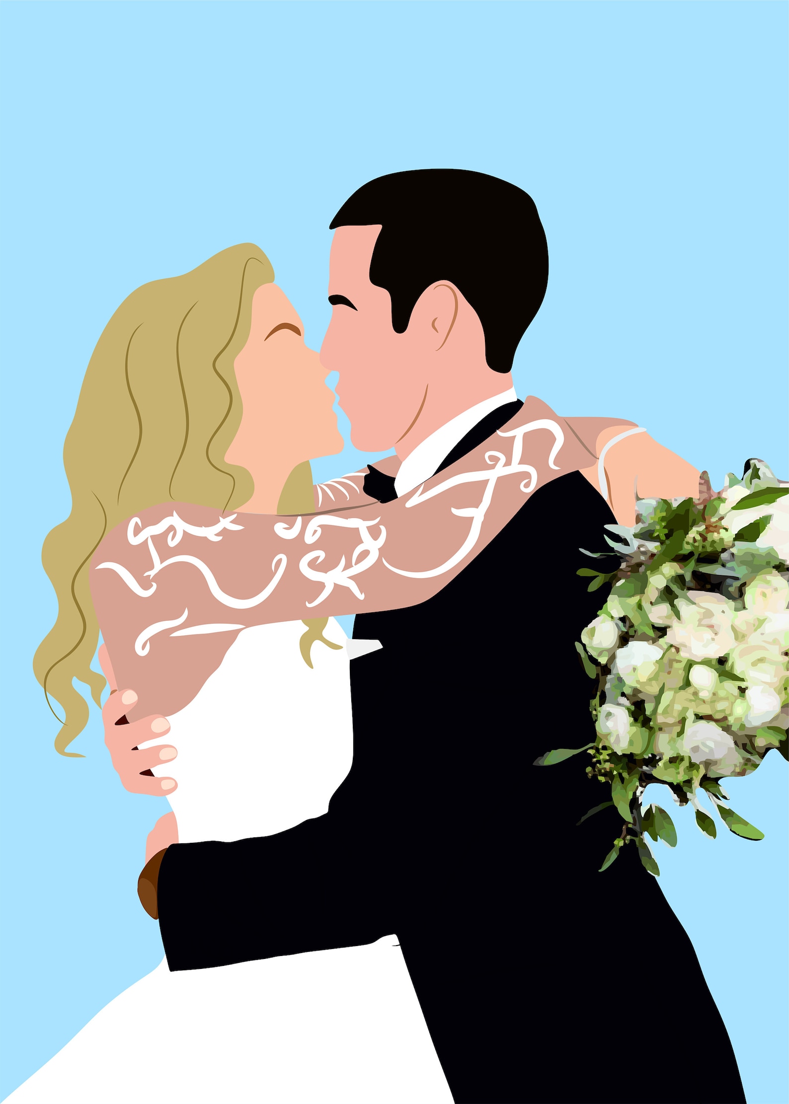 Custom Minimalist Wedding Portrait Faceless Digital Art - Etsy
