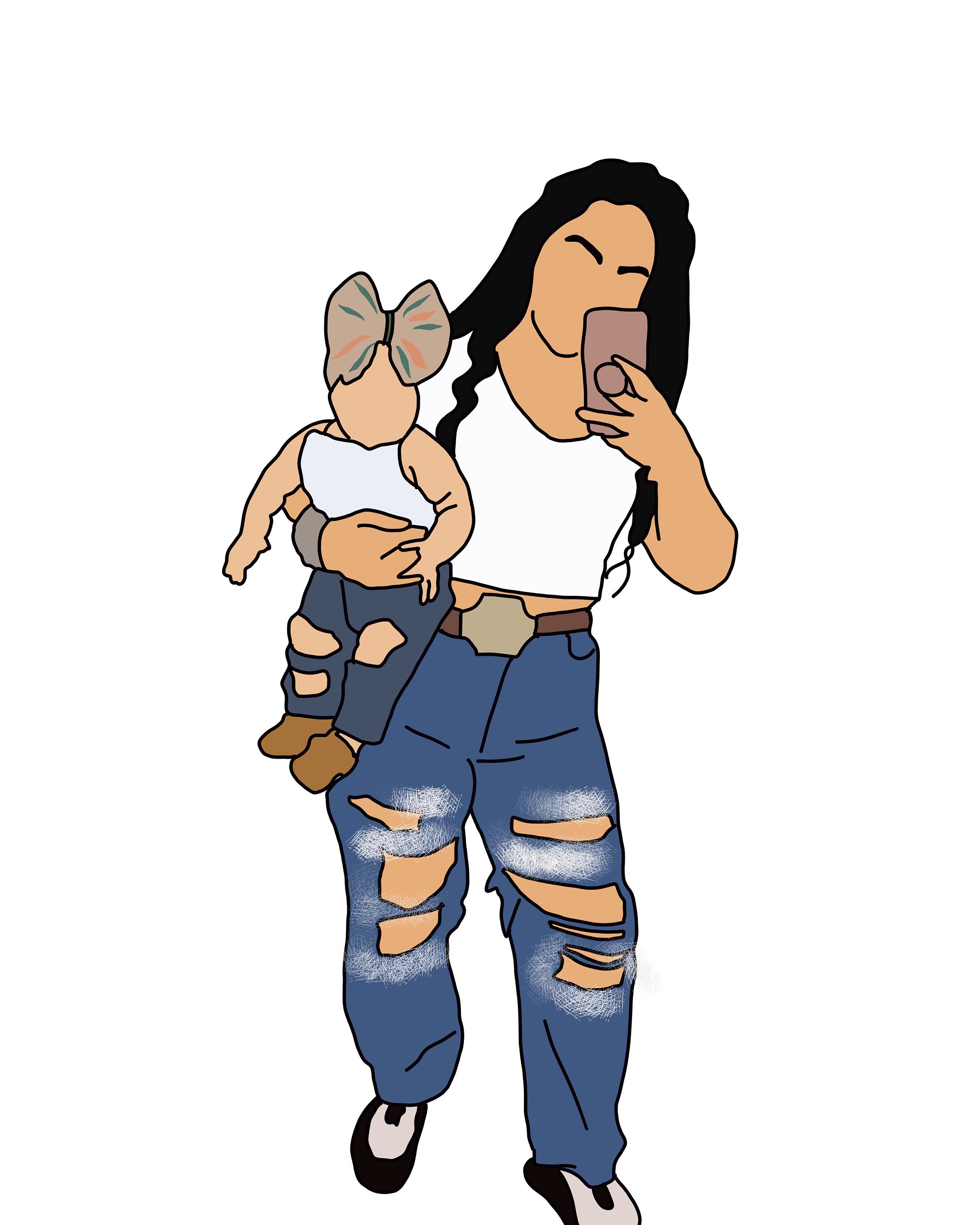 Custom Digital Cartoon Portrait Faceless Illustration ASAP. - Etsy