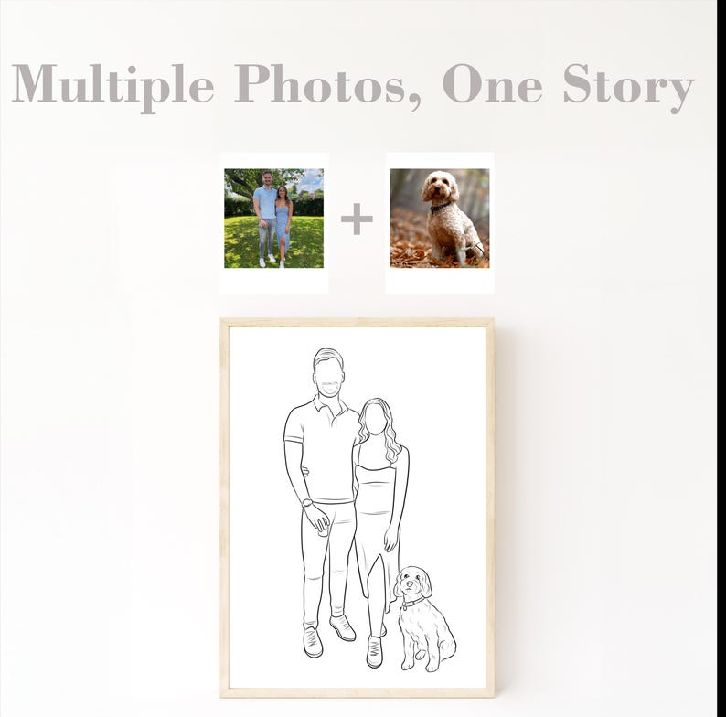 Custom Family Portrait, Personalized Line Art Drawing, Faceless Parents ...