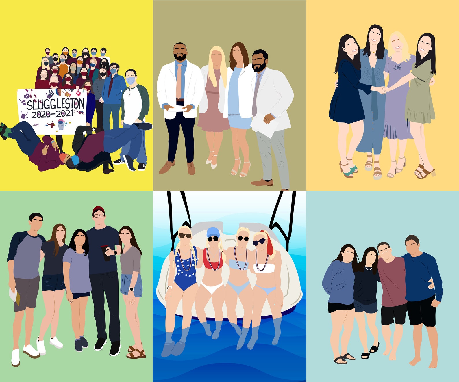 Best Friends Faceless Portrait BFF Portrait From Photo | Etsy