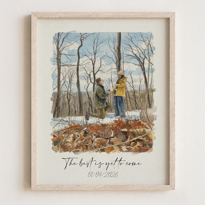 Watercolor Couple Proposal Portrait, Custom Hand Drawing Portrait From ...