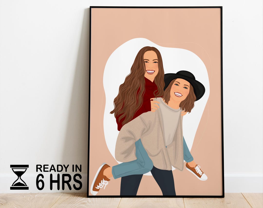 Birthday Gift for Her, Friendship Custom, Faceless Portrait Print, Gift ...