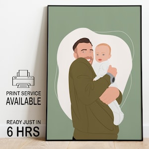 Custom Dad Portrait Personalized Father's Day Gift Unforgettable Wall ...