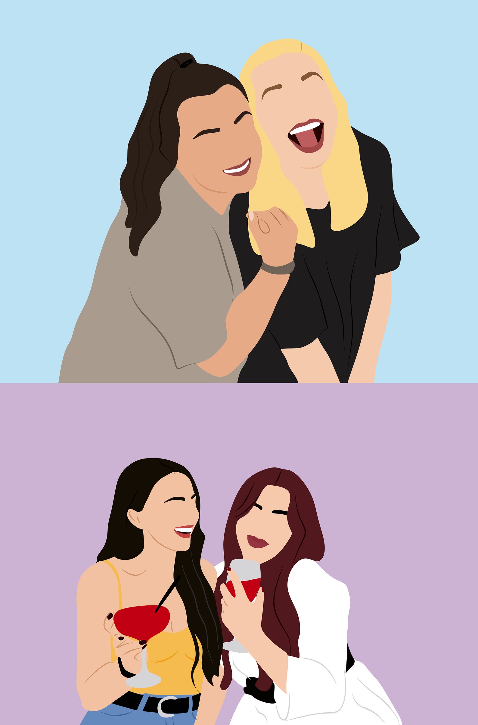 Best Friends Faceless Portrait BFF Portrait From Photo - Etsy