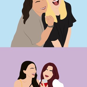Best Friends Faceless Portrait, BFF Portrait From Photo, Minimal ...