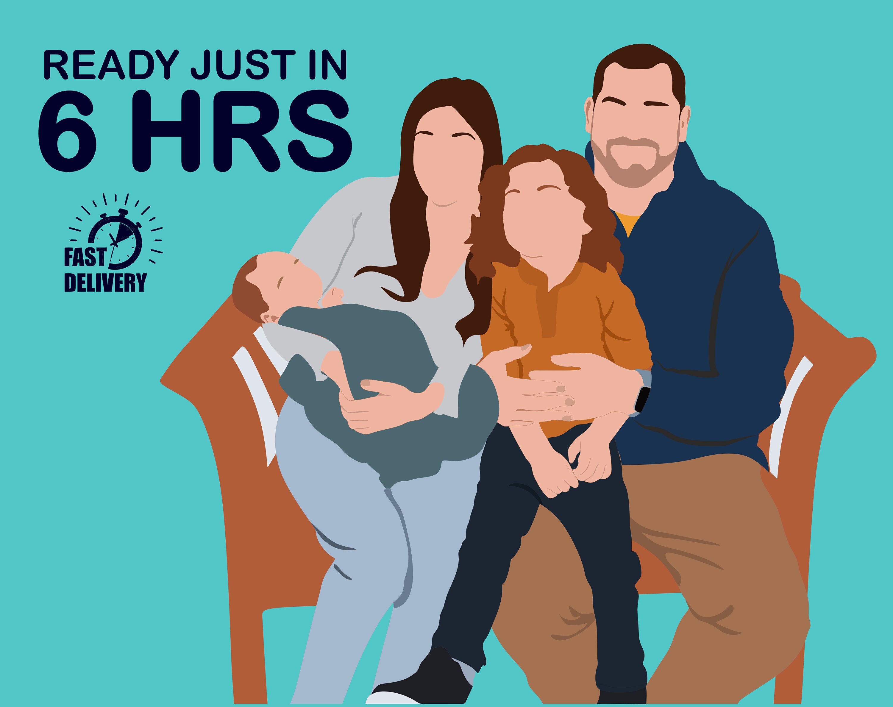 Custom portrait. Faceless Portrait. Family portrait | Etsy