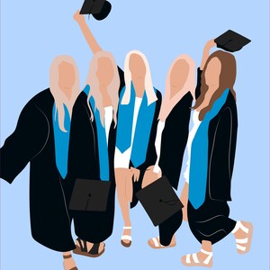 Senior. Graduation Gift. Custom Minimalist Portrait. Faceless Digital ...