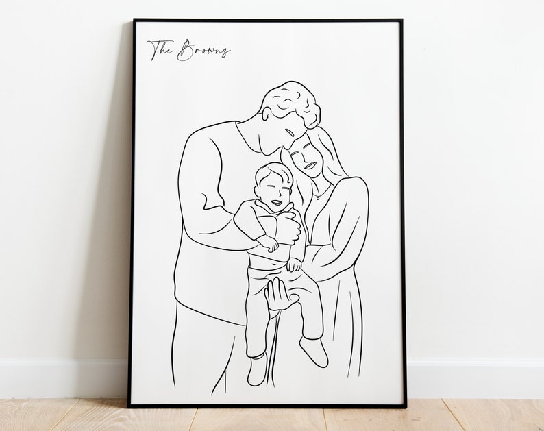Custom Single Line Family Portrait Drawing Minimalist Portrait Abstract ...