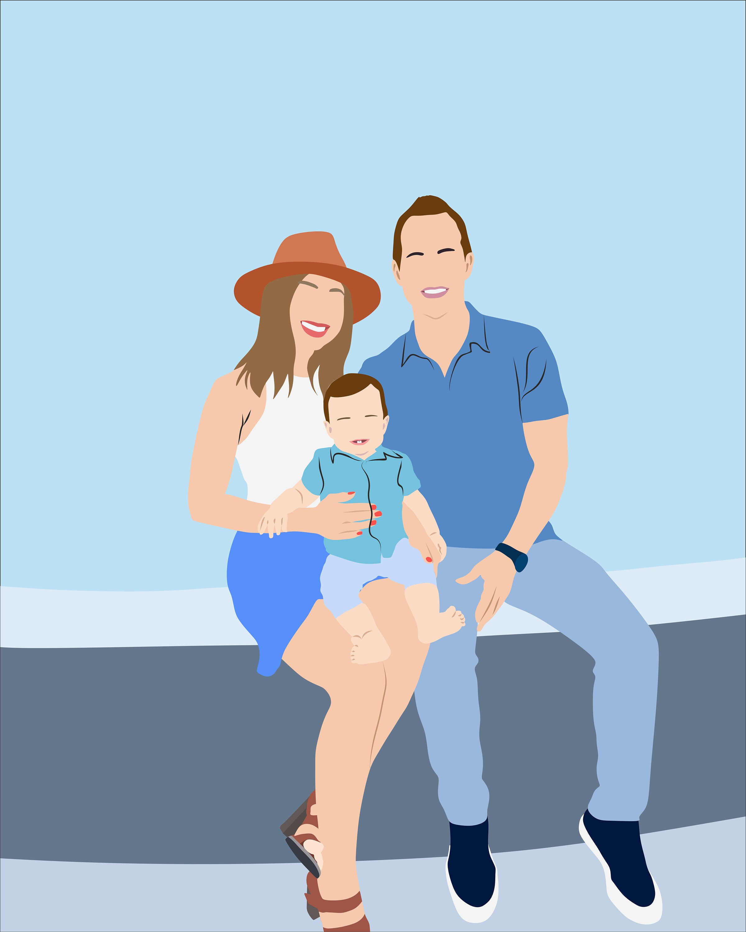Custom portrait. Faceless Portrait. Family portrait | Etsy