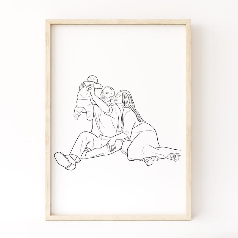 Family Fine Line Portrait - Etsy