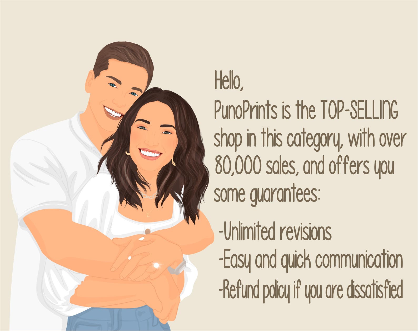 Custom Minimalist Wedding Portrait, Faceless Digital Art, Print Not ...