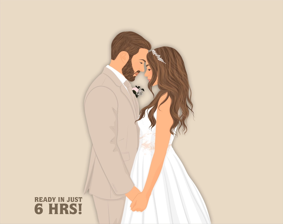 Custom Minimalist Wedding Portrait, Faceless Digital Art, Print Not ...