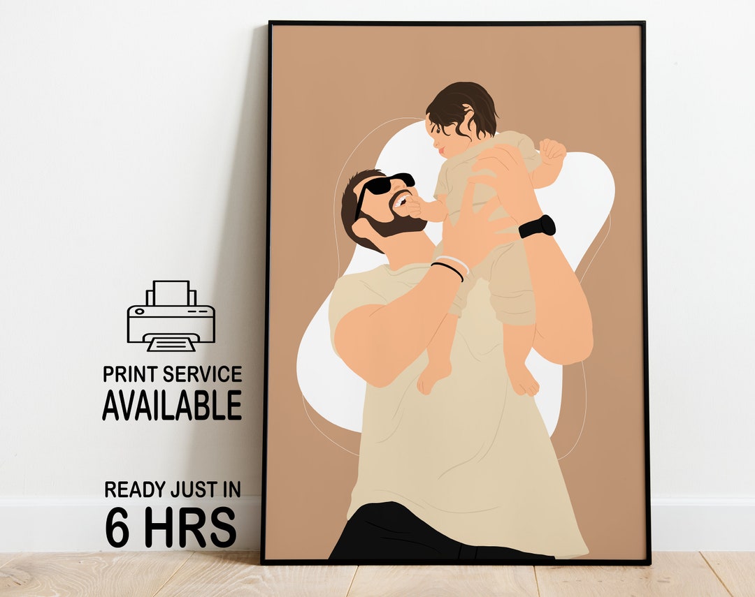 Custom Dad Portrait Personalized Father's Day Gift Unforgettable Wall ...