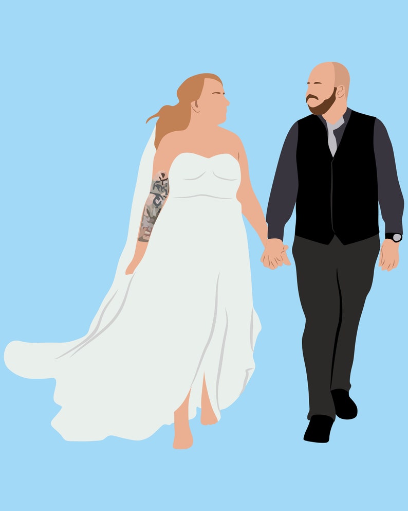 Custom Minimalist Wedding Portrait Faceless Digital Art - Etsy