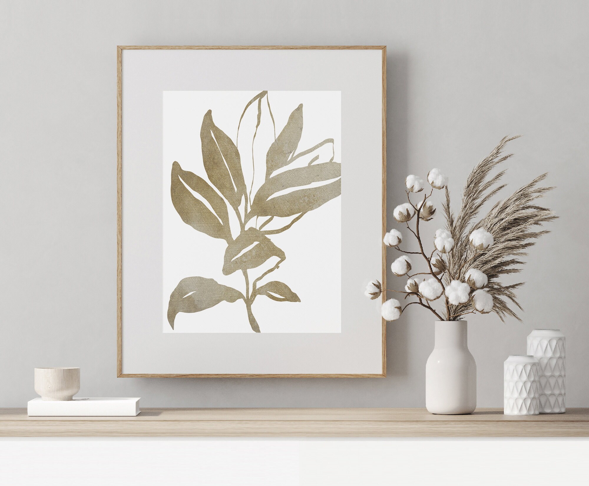 Set of 3 Sepia Botanical Prints: Vintage Leaf Wall Art (digital ...