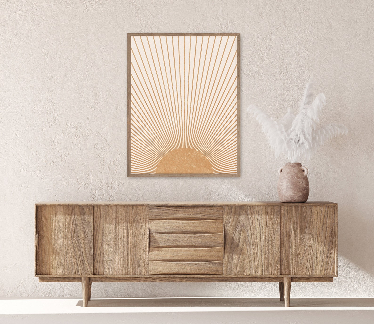 Abstract Boho Rising Sun Print Sun Rays Print Sunset Wall | Etsy