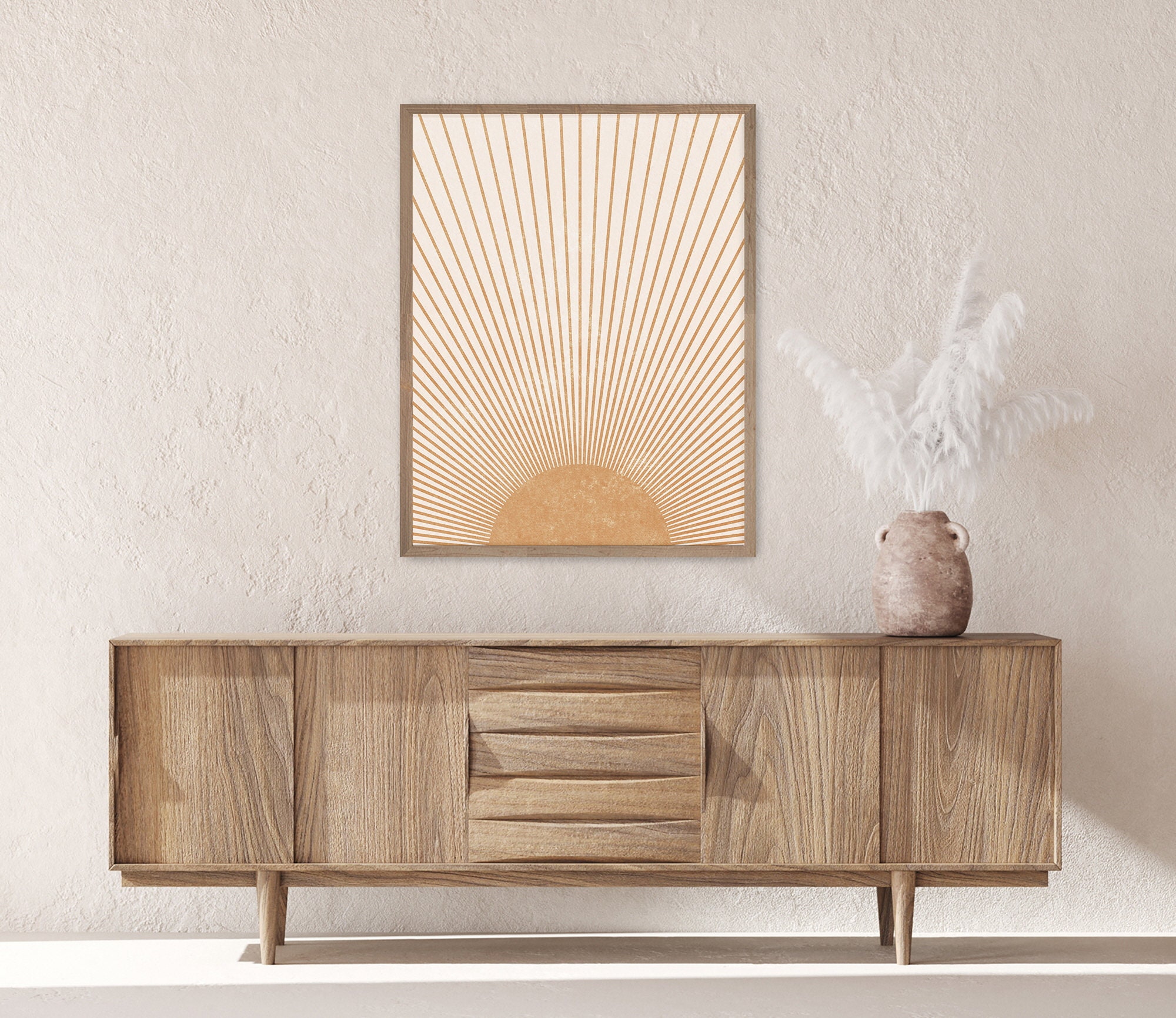 Abstract Boho Rising Sun Print Sun Rays Print Sunset Wall - Etsy