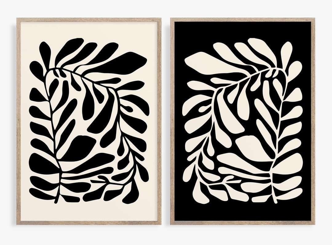 Abstract Botanical Print Set: Minimalist Leaf Art (digital Download) - Etsy