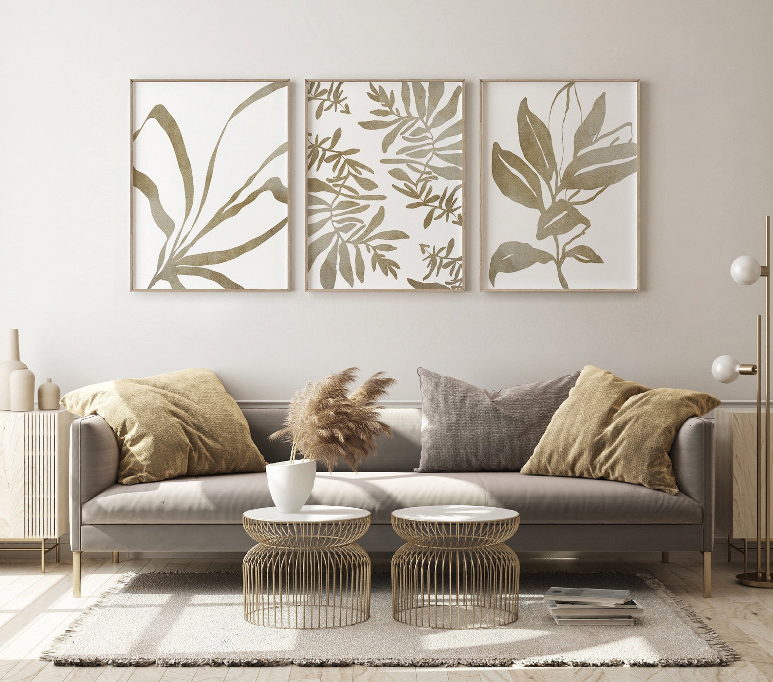 Set of 3 Sepia Botanical Prints: Vintage Leaf Wall Art (digital ...