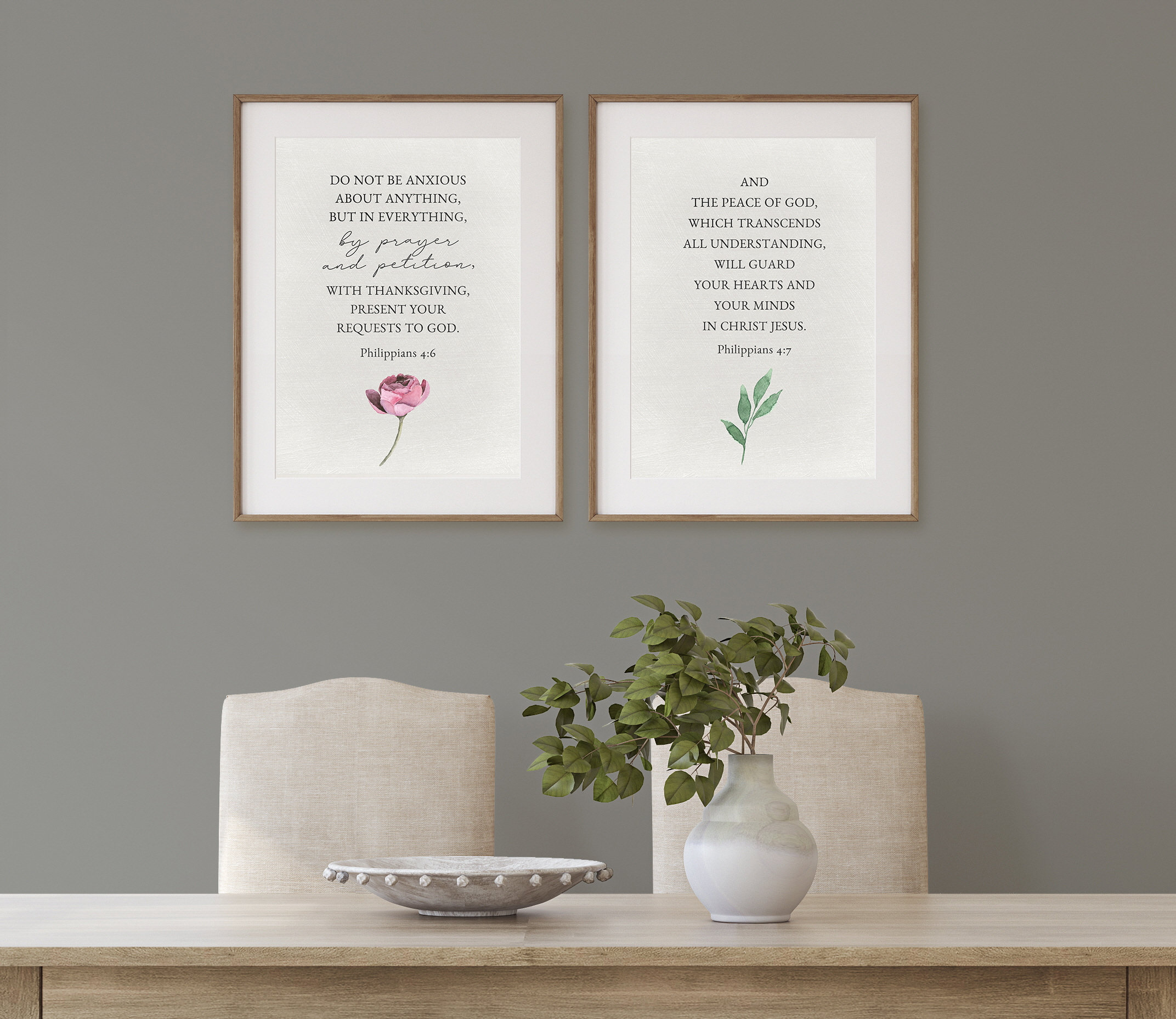 Do Not Be Anxious About Anything Bible Verse Printable Wall Art, Set of ...