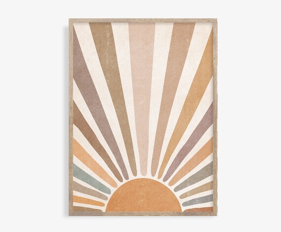 Boho Sunset Rising Sun Print Mid Century Modern Sun Wall - Etsy