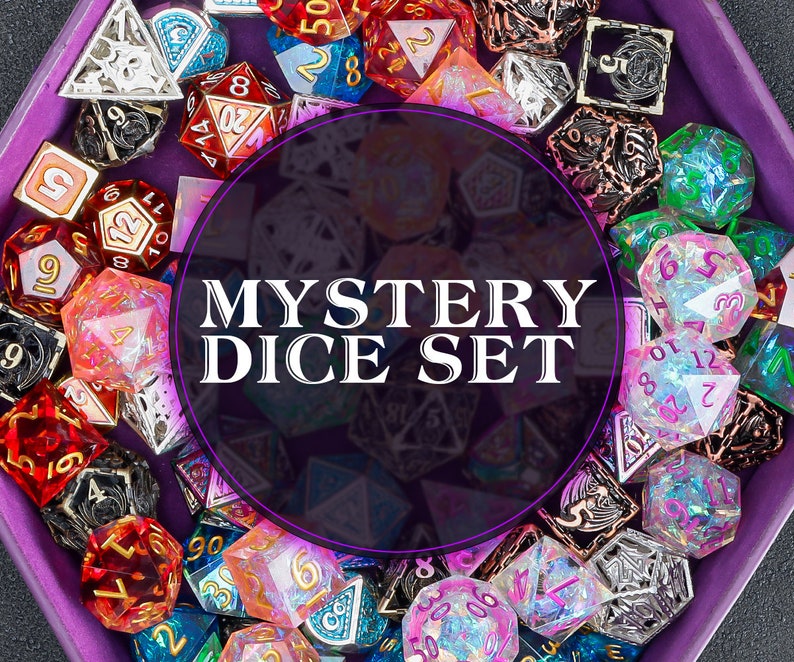 Mystery Dnd Metal Dice Resin Dice Set Blind Bags Mystery Dice Set for ...