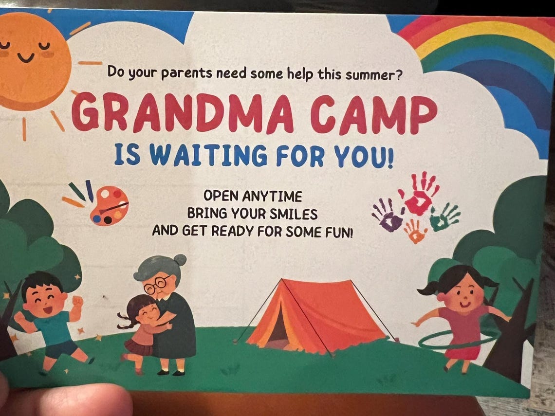 Invitation, Postcard, Grandma Camp, Camp, Grandma, Mail, Invite, Nana ...