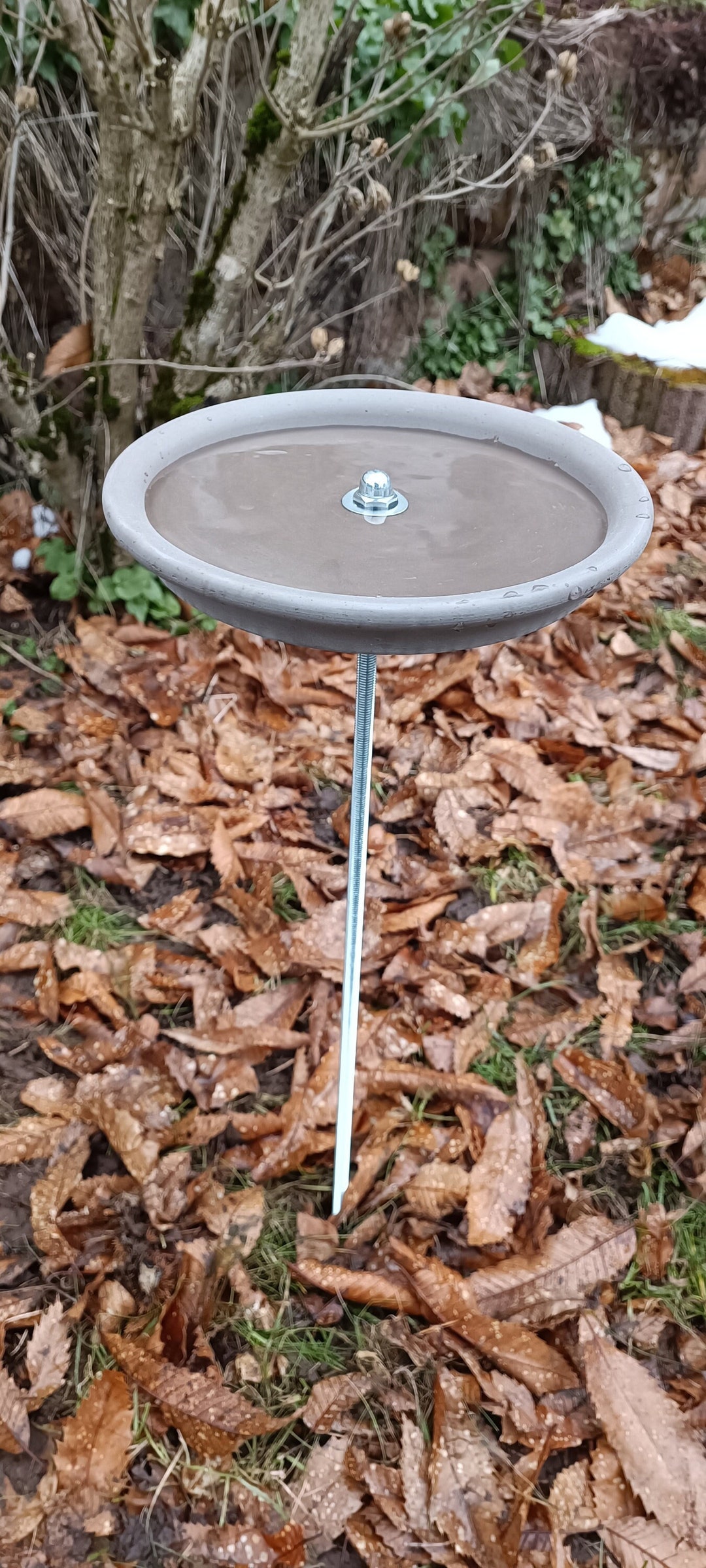 Bird Bath Basalt Garden Decoration Large on Stick - Etsy