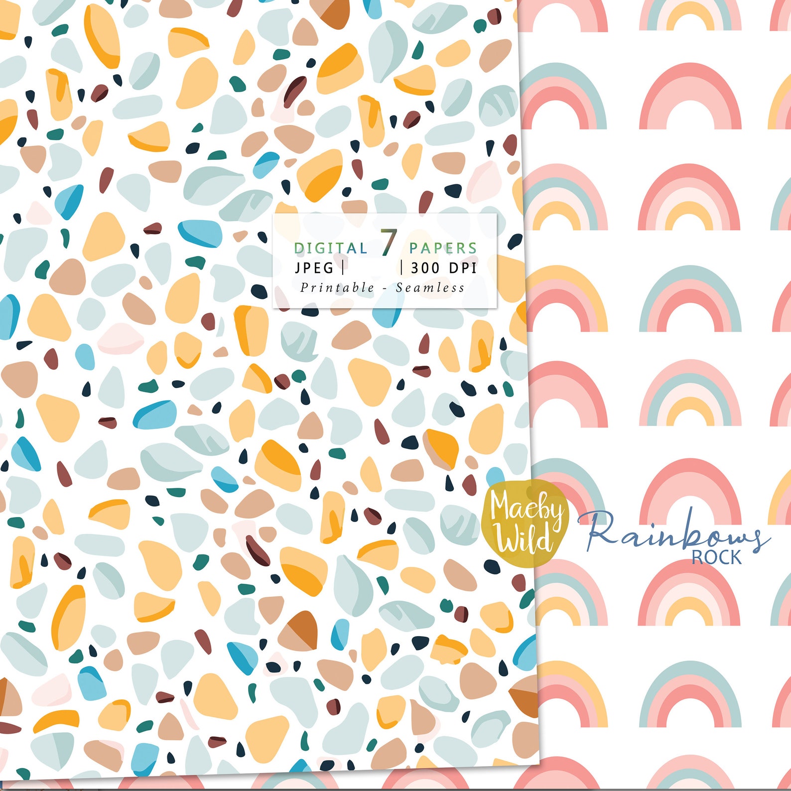 Rainbow digital Seamless Pattern Paper Background Scrap - Etsy UK