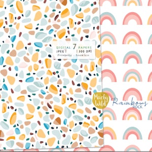 Rainbow digital Seamless Pattern Paper Background Scrap Paper Printable ...