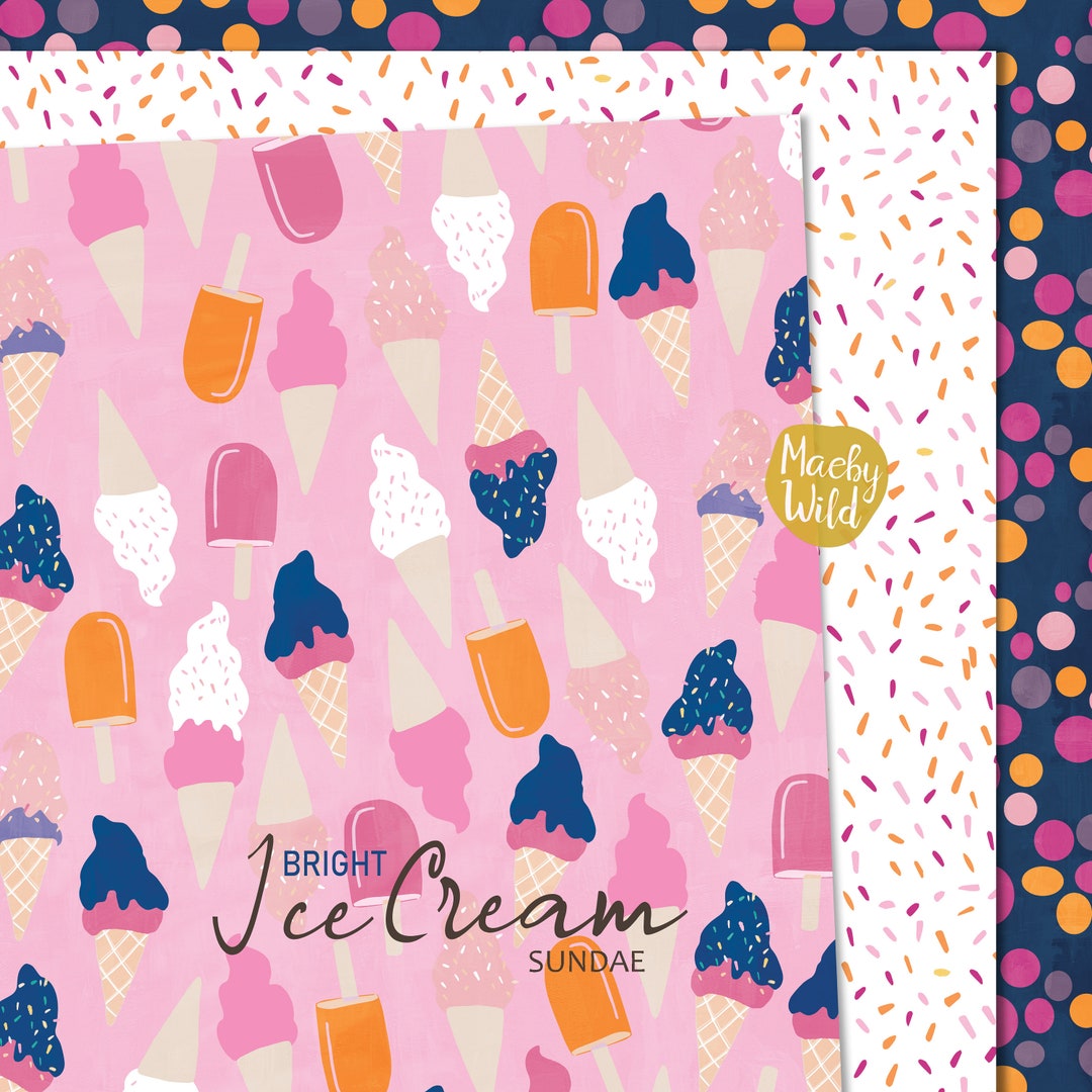 Watercolor Ice Cream Digital Seamless Pattern Paper - Lollipop Scrap ...
