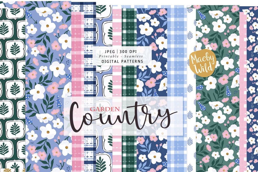 Garden Country Digital Seamless Pattern Paper - Flower Pattern Scrap ...