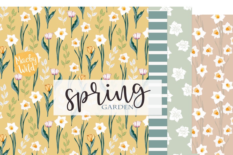 Spring Garden Digital Seamless Pattern Paper Floral Easter Pattern ...
