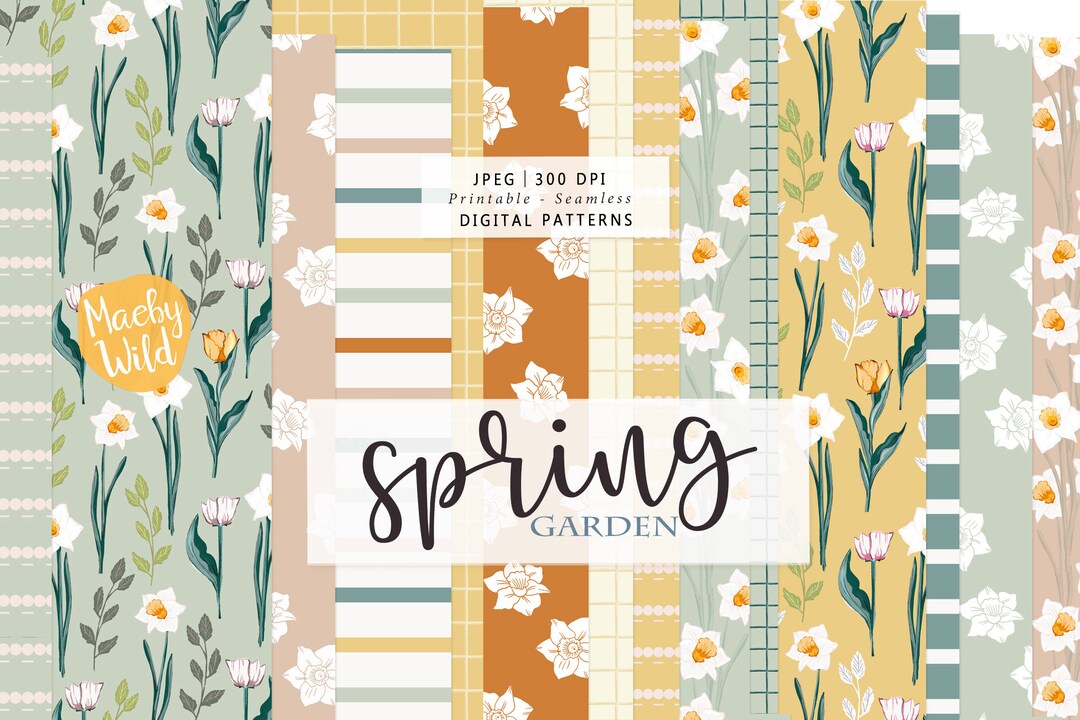 Spring Garden Digital Seamless Pattern Paper - Floral Easter Pattern ...