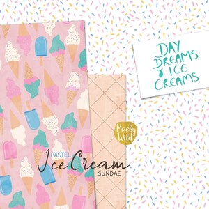 Watercolor Ice Cream Digital Seamless Pattern Paper - Lollipop Scrap ...