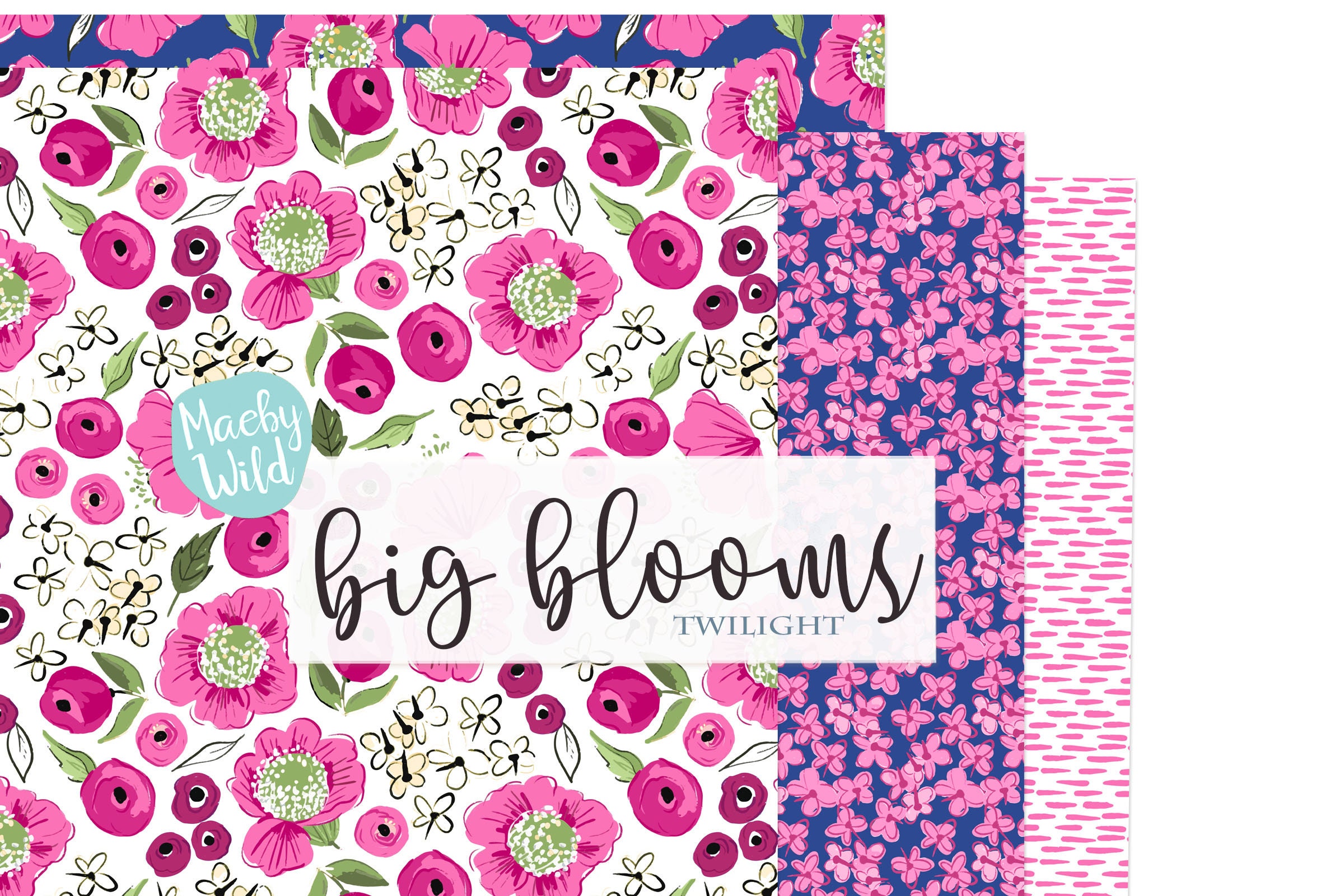 Big Blooms TWILIGHT Digital Seamless Pattern Paper - Wedding and ...