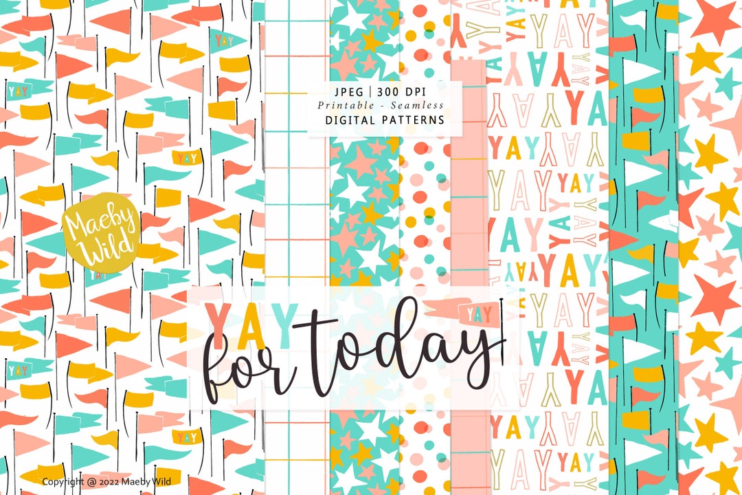 Celebration Digital Seamless Pattern Paper - Flag and Banner Pattern ...