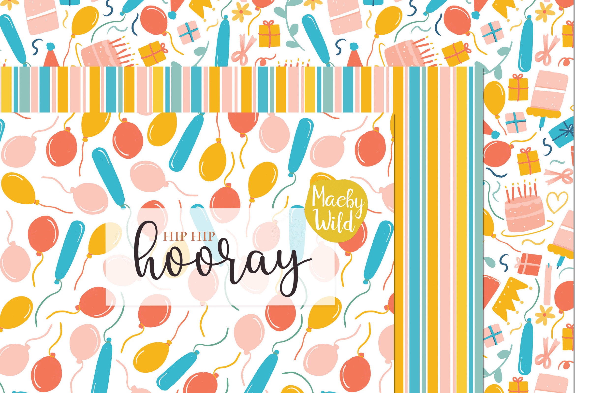 Hip Hip Hooray Digital Seamless Pattern Paper Happy Birthday - Etsy