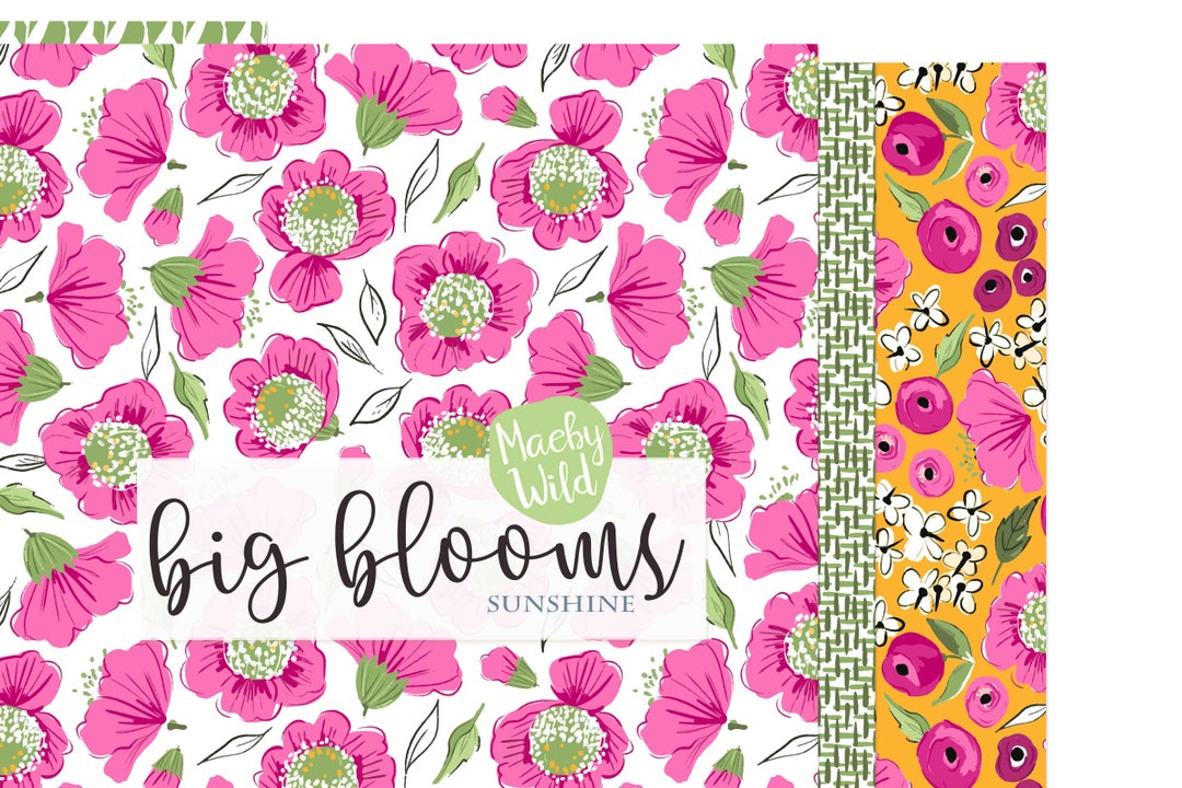 Big Blooms SUNSHINE Digital Seamless Pattern Paper - Wedding and ...