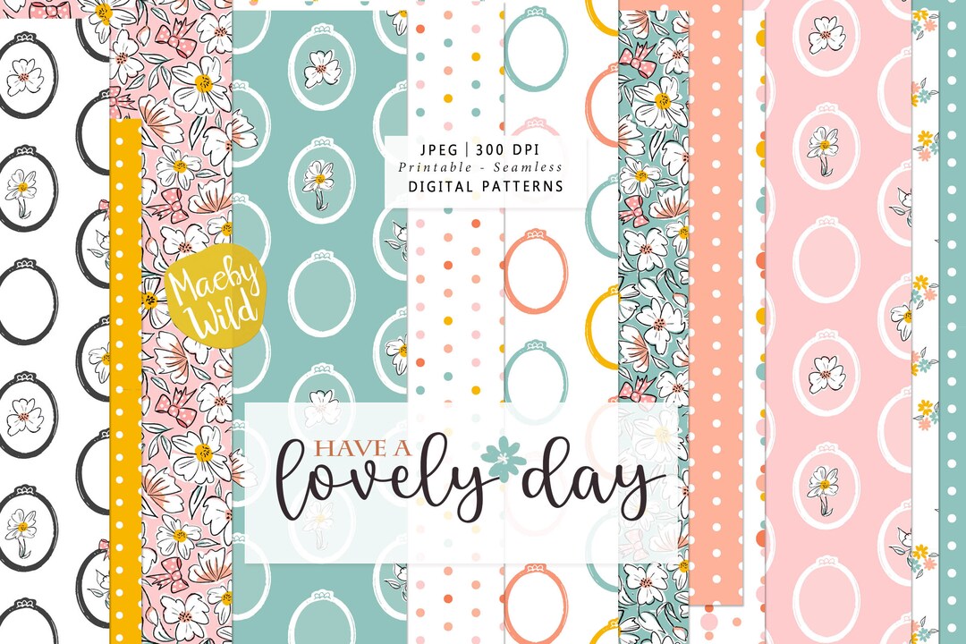 Vintage Frames and Flowers Pattern -digital Seamless Paper - Floral ...