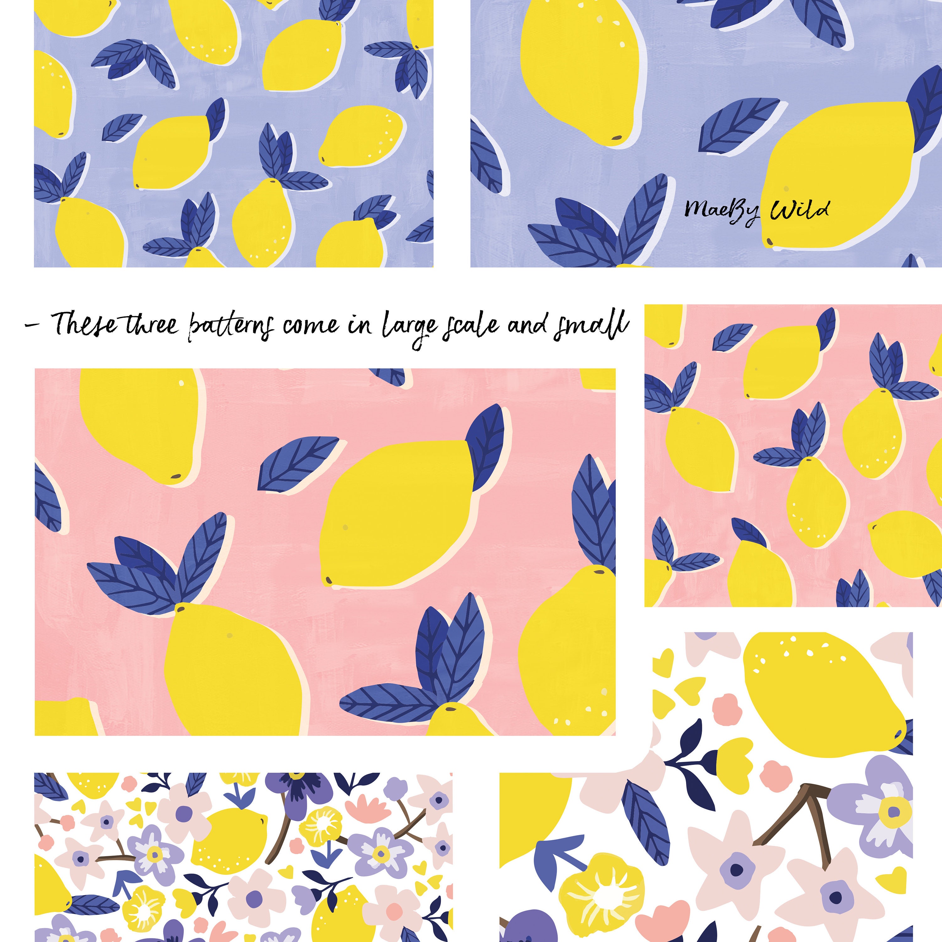 Digital Lemon Painted Fruit Pattern Paper - Background - Scrap Paper ...