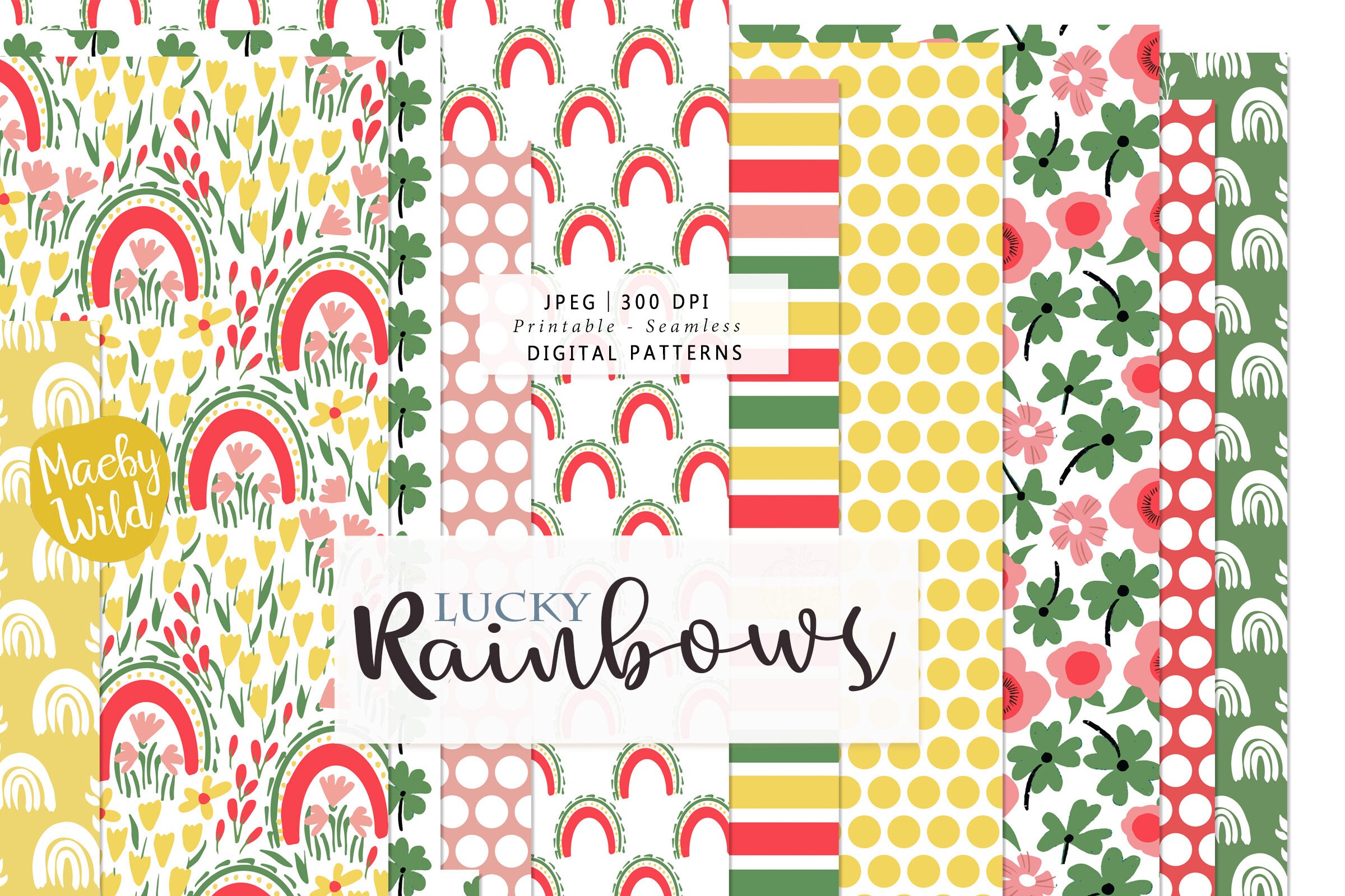 Good Luck Digital Seamless Paper Lucky Four Leaf Clover and - Etsy