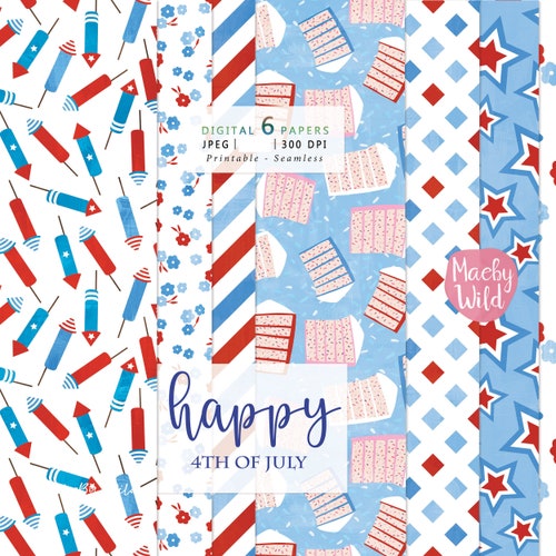 4th of July Digital Paper / Patriotic Independence Day - Etsy