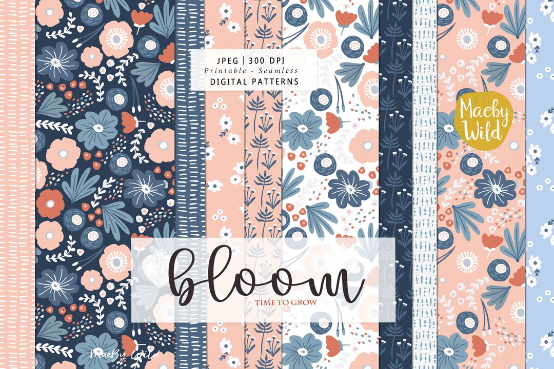 Bloom Flower Digital Seamless Pattern Paper - Flower Journal Pattern ...