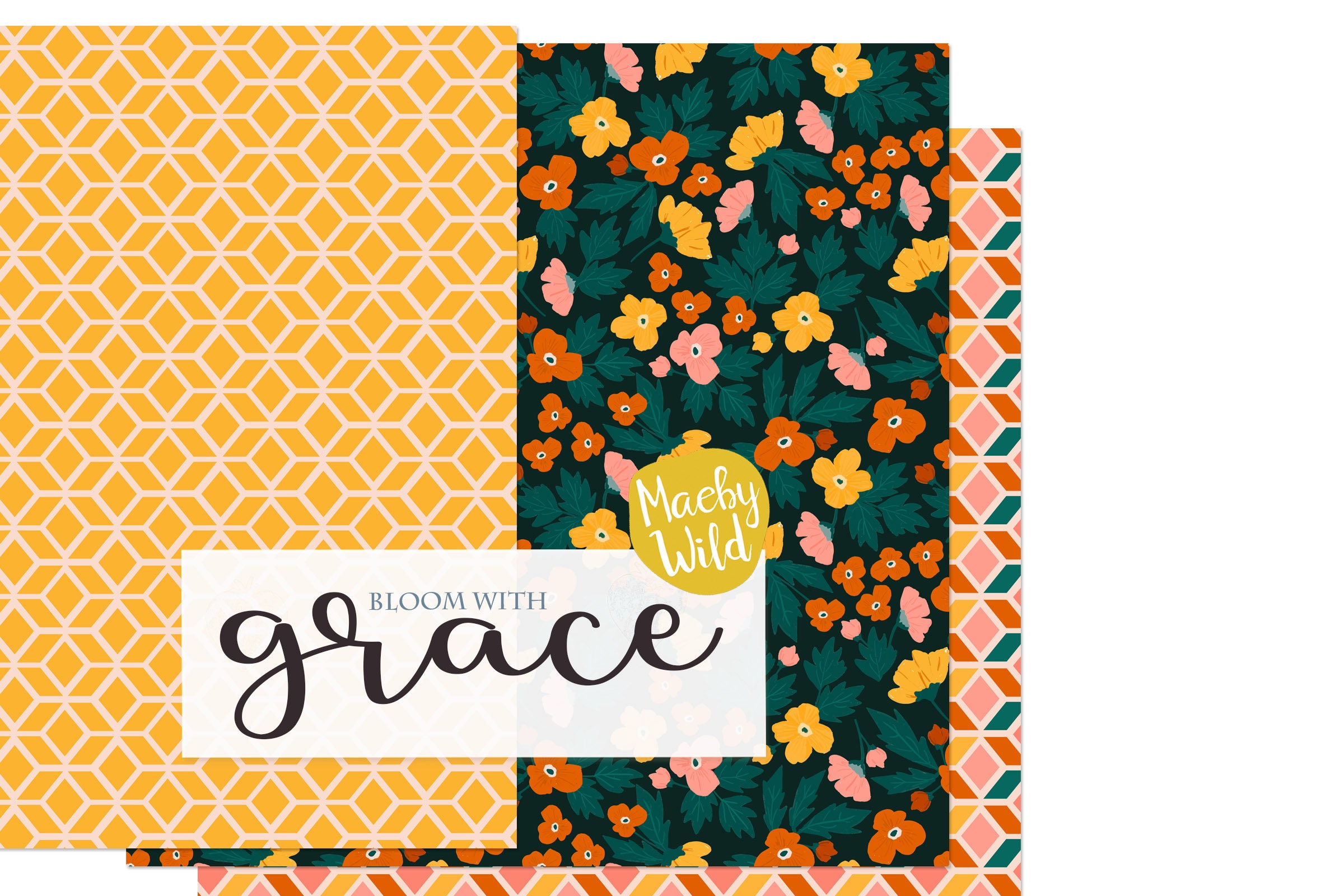 Bloom With Grace Digital Seamless Pattern Paper - Dark Floral Scrap ...