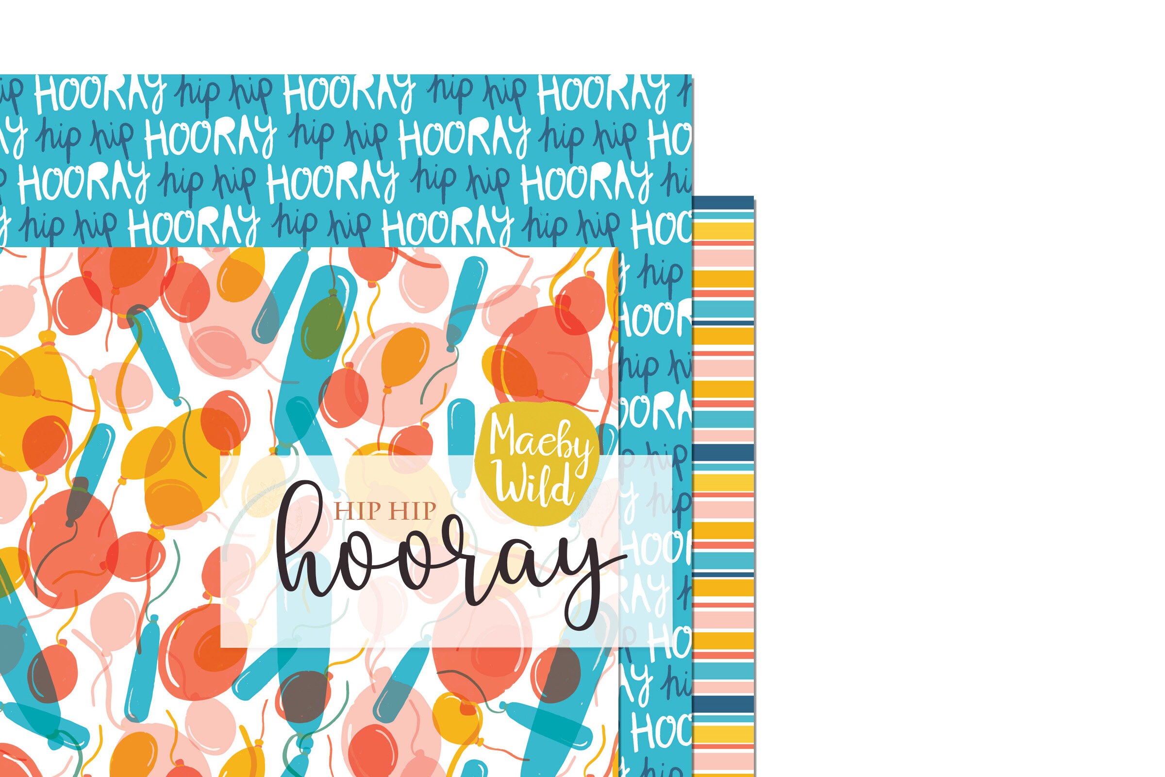 Hip Hip Hooray Digital Seamless Pattern Paper Happy Birthday Scrap ...