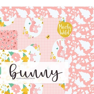 Bunny Garden Hop Digital Seamless Pattern Paper - Easter Rabbit Pattern ...