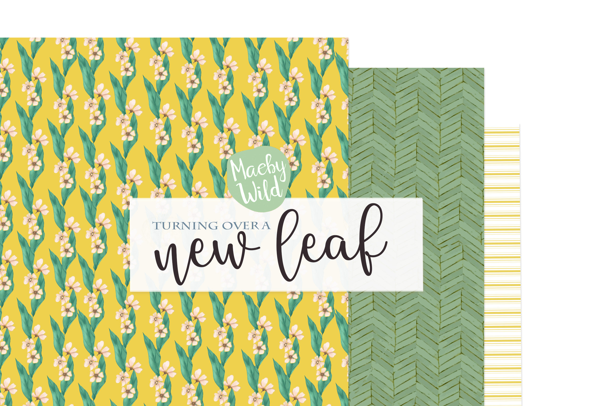 New Leaf Digital Seamless Watercolor Pattern Paper - Leaves Journal and ...