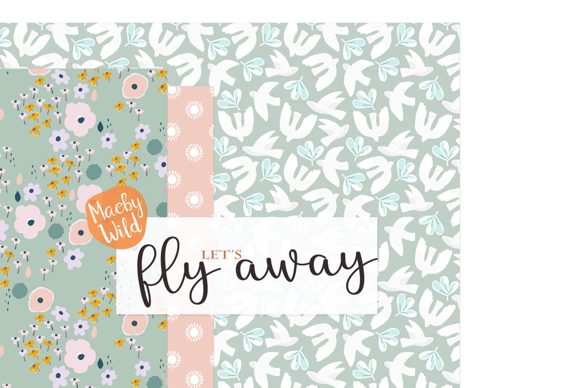 Boho Line Illustration Digital Seamless Pattern Paper - Bohemian Floral ...